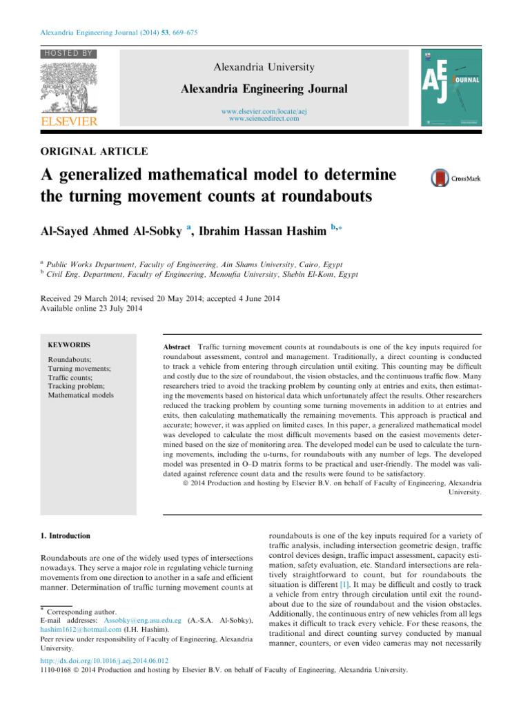 Generalized Model for Roundabout Traffic Counts | PDF | Mathematical ...