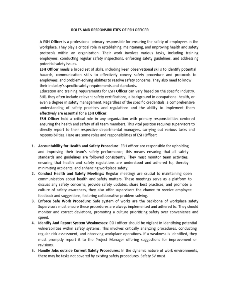 15 Roles And Responsbilities of Safetyy Supervisors | PDF | Occupational Safety And Health | Safety