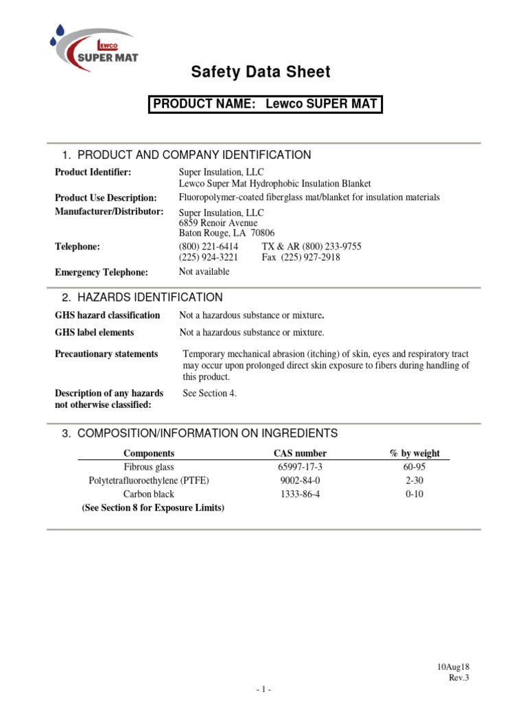 Super Mat SDS Rev.4 Final | PDF | Fluorine | Magnesium