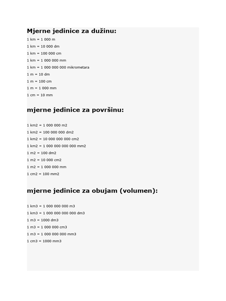 Mjerne Jedinice Fizika 7 | PDF