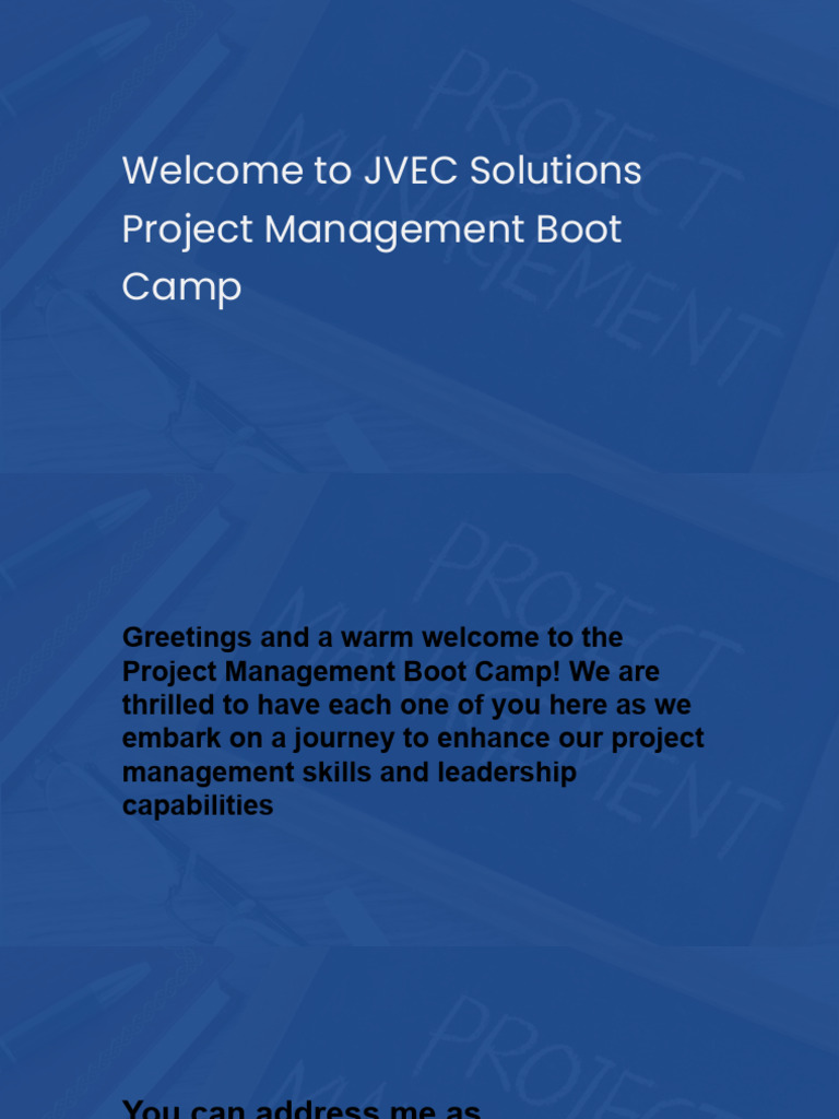 Project Management Boot Camp Overview | PDF | Project Management | Goal