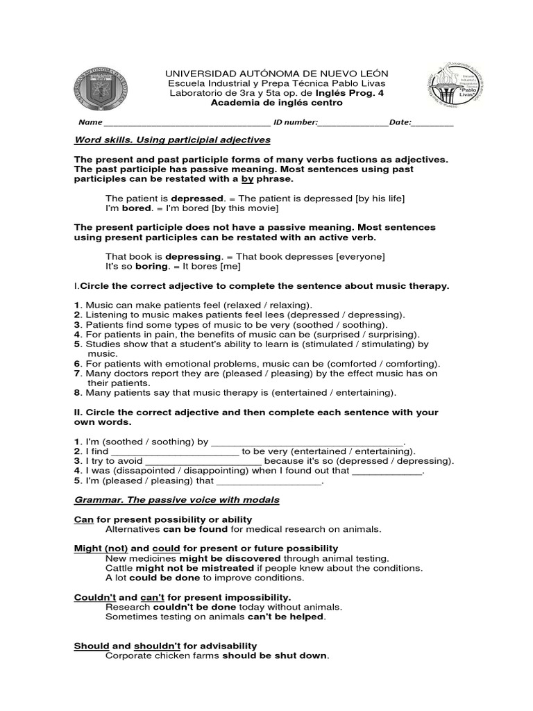 Guia y Laboratorio de Ingles Progresivo IV Cuarta y Sexta Oportunidad | PDF | Noun | Grammatical ...