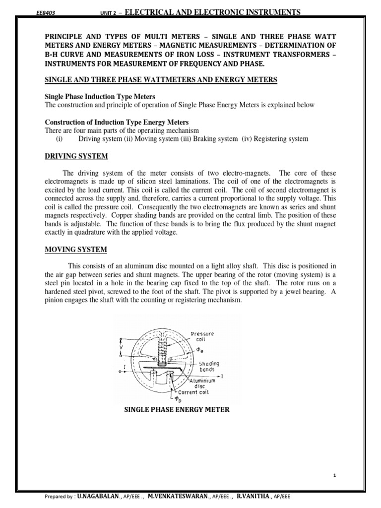 Single and Three Phase Wattmeters and Energy Meters Single Phase ...