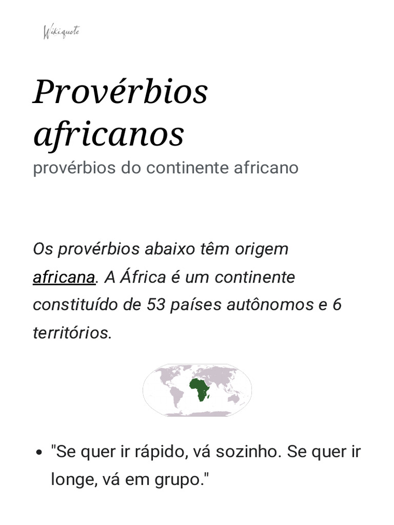 Provérbios africanos - Wikiquote | PDF | África