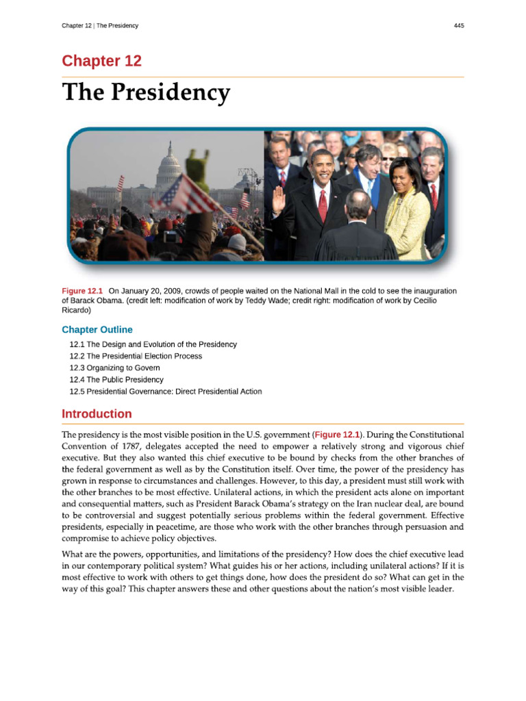 Ch. 12 The Presidency (Online Textbook) | PDF