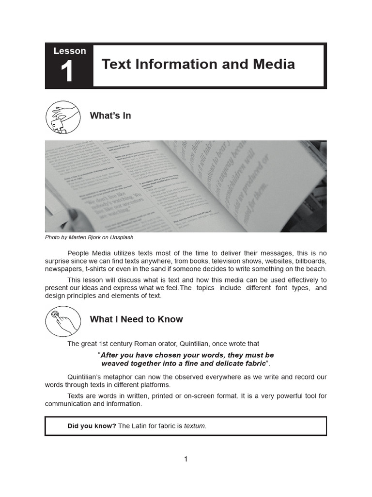 Q2 - MIL - Text Information and Media | PDF | Typefaces | Serif