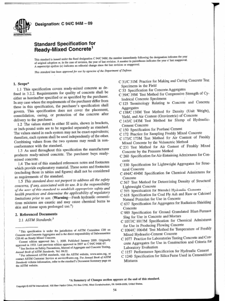ASTM C 94 - C 95M Readymix Concrete | PDF ASTM C 94 - C 95M Readymix Concrete | PDF