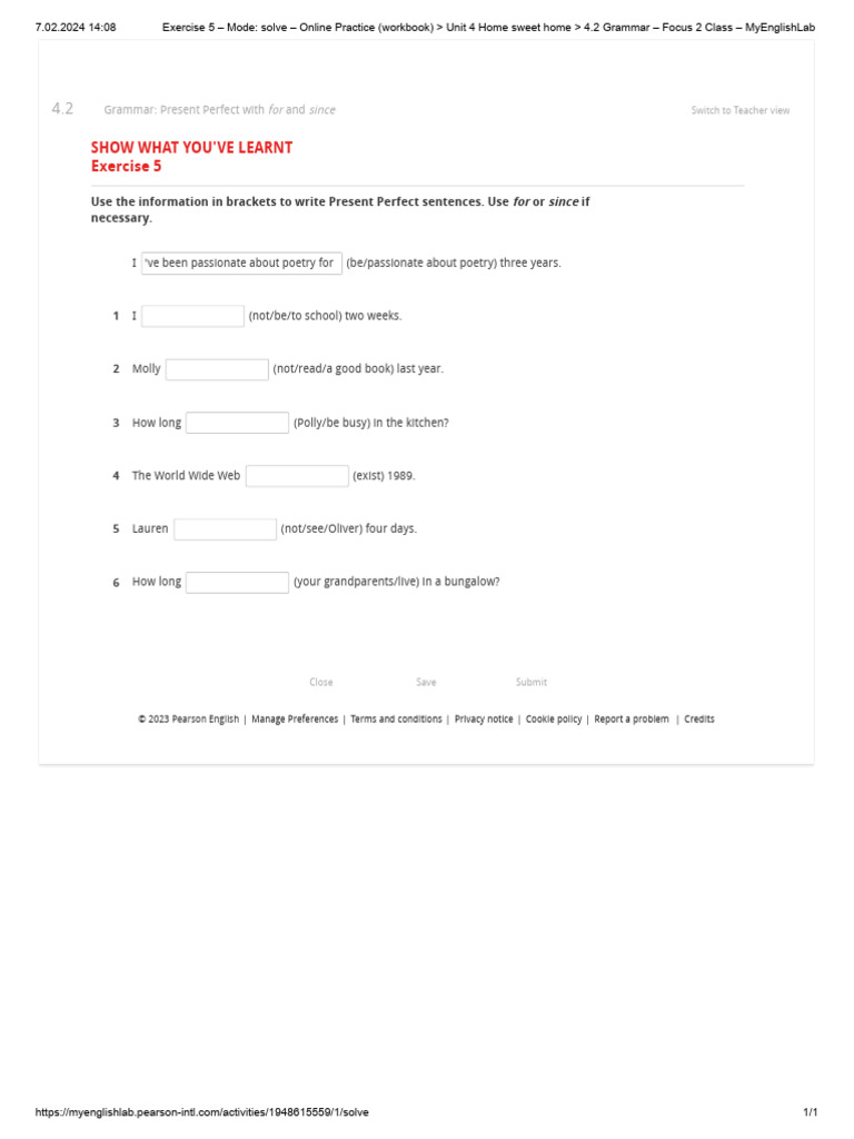 6D - Present Perfect Sentence Completion | PDF