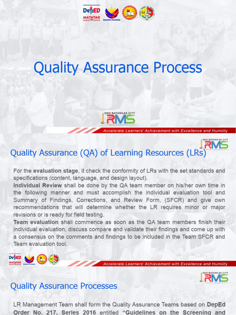 Lrms Qa Process | PDF | Quality Assurance | Evaluation