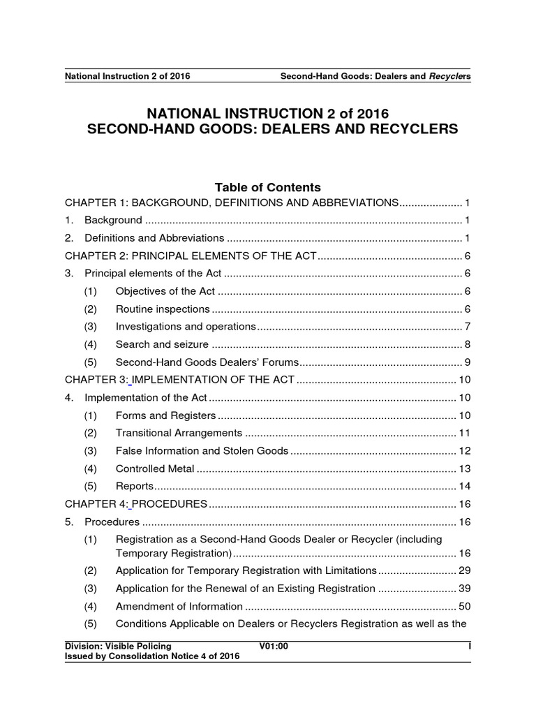 Second-Hand Goods Dealer Regulations | PDF | Search Warrant ...