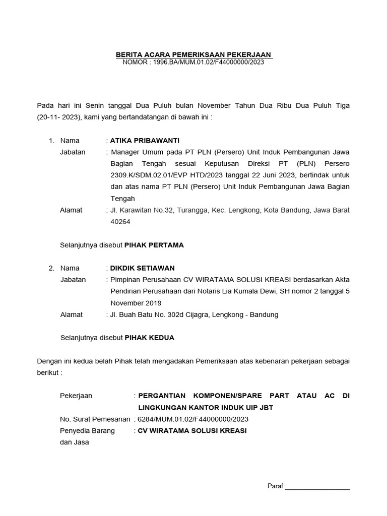 Format BAPP Perbaikan | PDF | Pengelolaan Keuangan & Uang | Teknologi ...