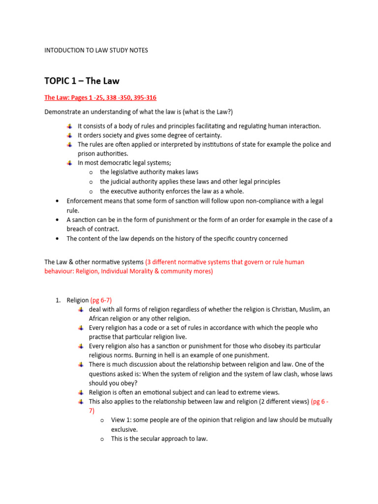 Introduction to Law Study Notes | PDF | Lawyer | Crimes