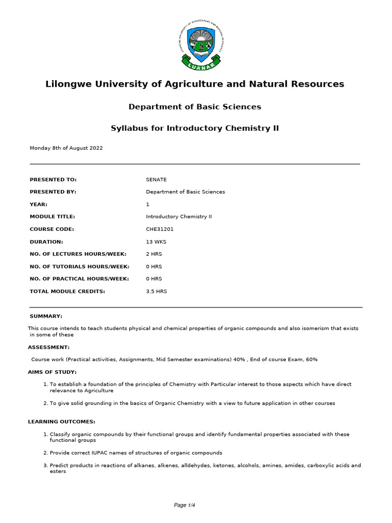 CHE31201-Introductory Chemistry II | PDF | Ester | Amide