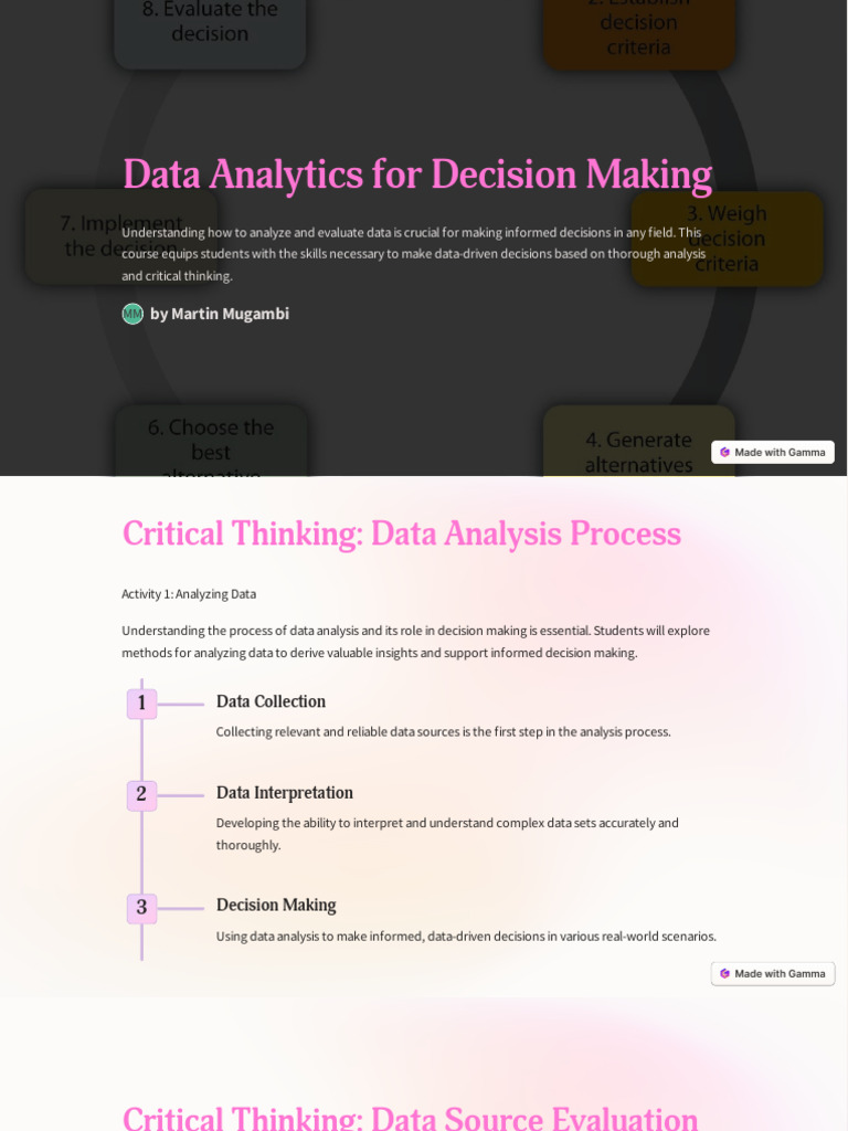 Data Analytics For Decision Making | PDF | Critical Thinking | Data Analysis
