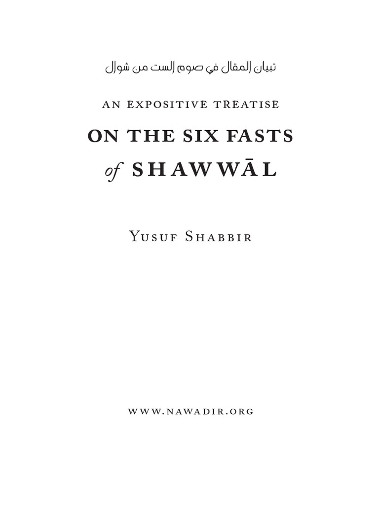 Six Fasts of Shawwal Sample Pages | PDF | Hadith | Sharia