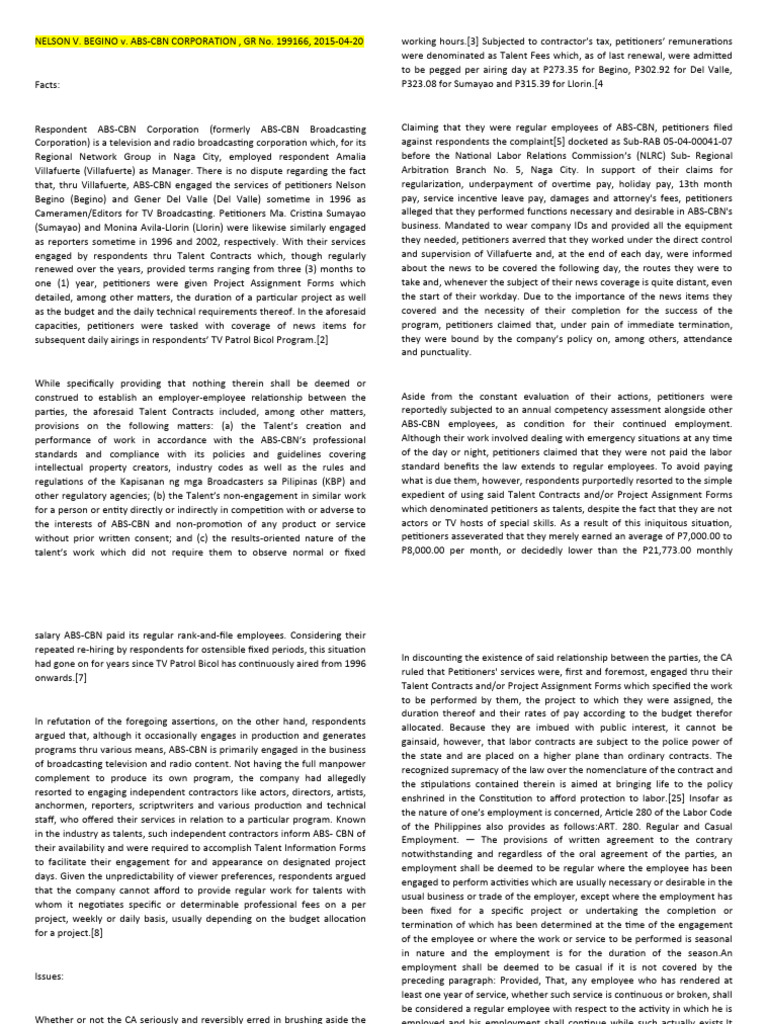 Labor Cases | PDF | Employment | Lease