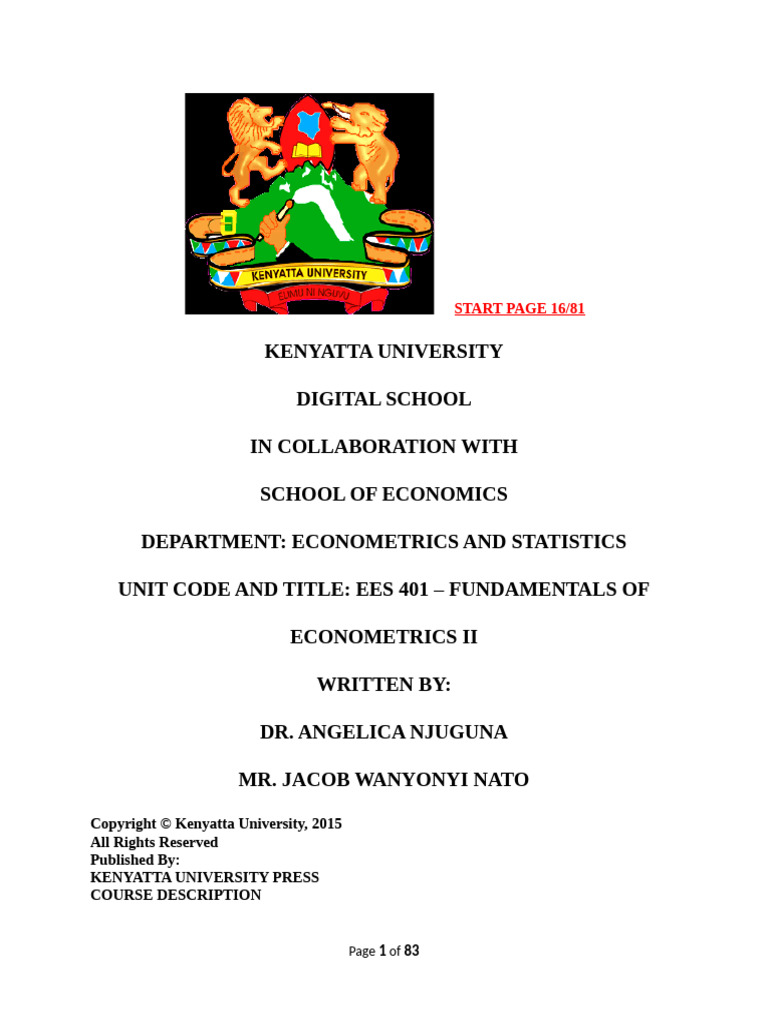 Econometrics 2 Pdf Dependent And Independent Variables Econometrics