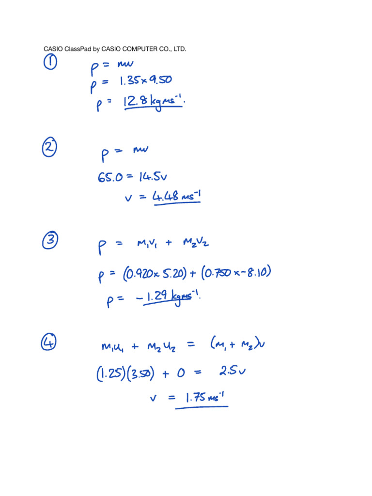 Conservation of Momentum Solutions | PDF | Collision | Mechanics