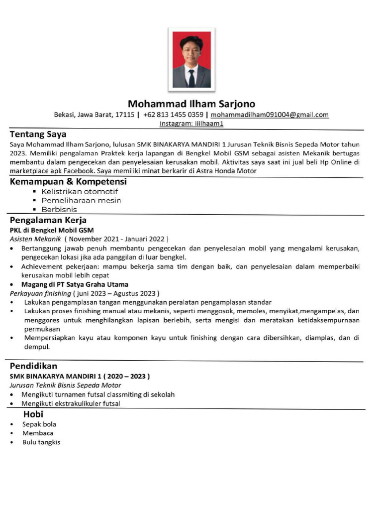 CV ILHAM UPDATE 2023-Halaman | PDF