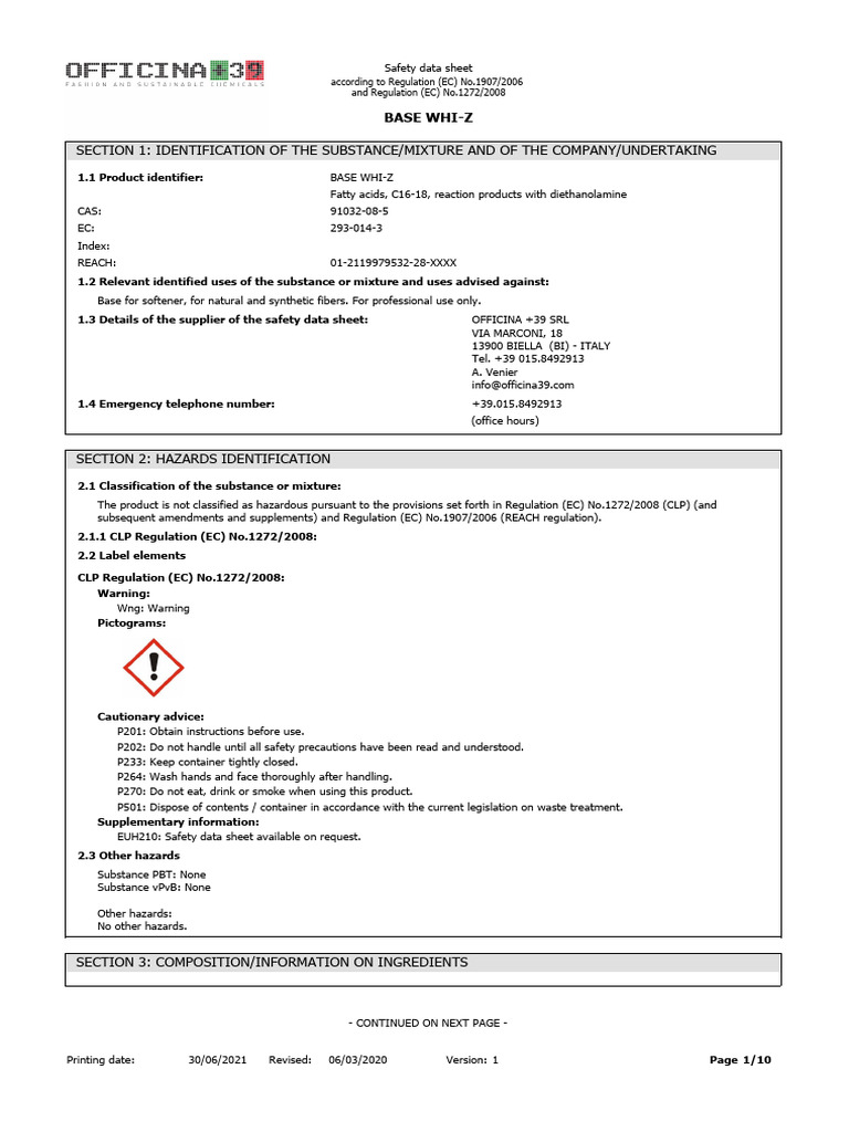 Base Whi-Z-Sds | PDF | Occupational Safety And Health | Chemistry