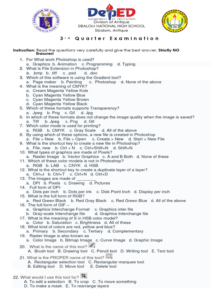 Photoshop Exam Questions and Answers | PDF | Adobe Photoshop | Rgb ...