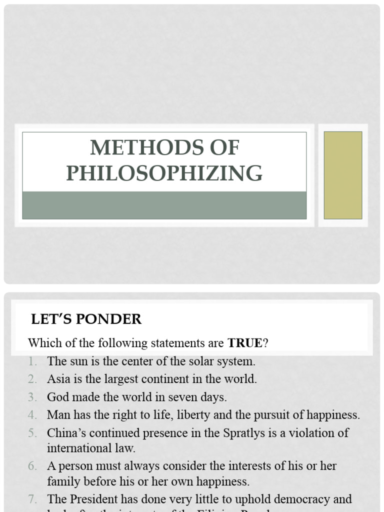 Methods of Philosophizing | PDF | Truth | Knowledge