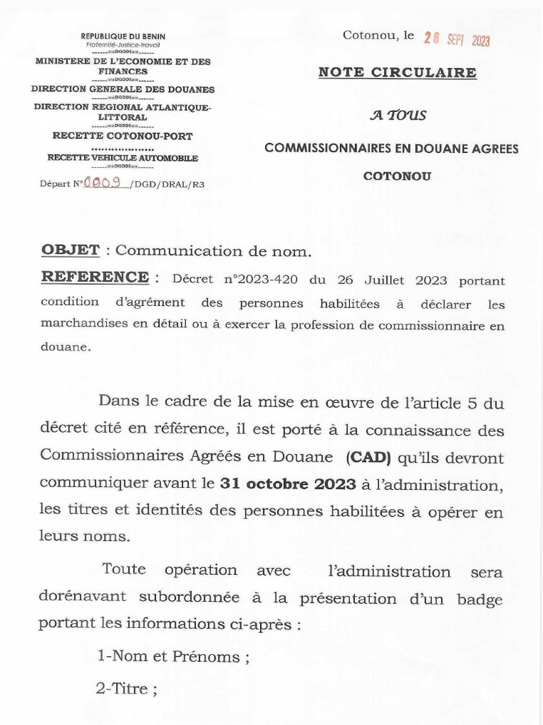 0009 Note Circulaire Rva 4 | PDF