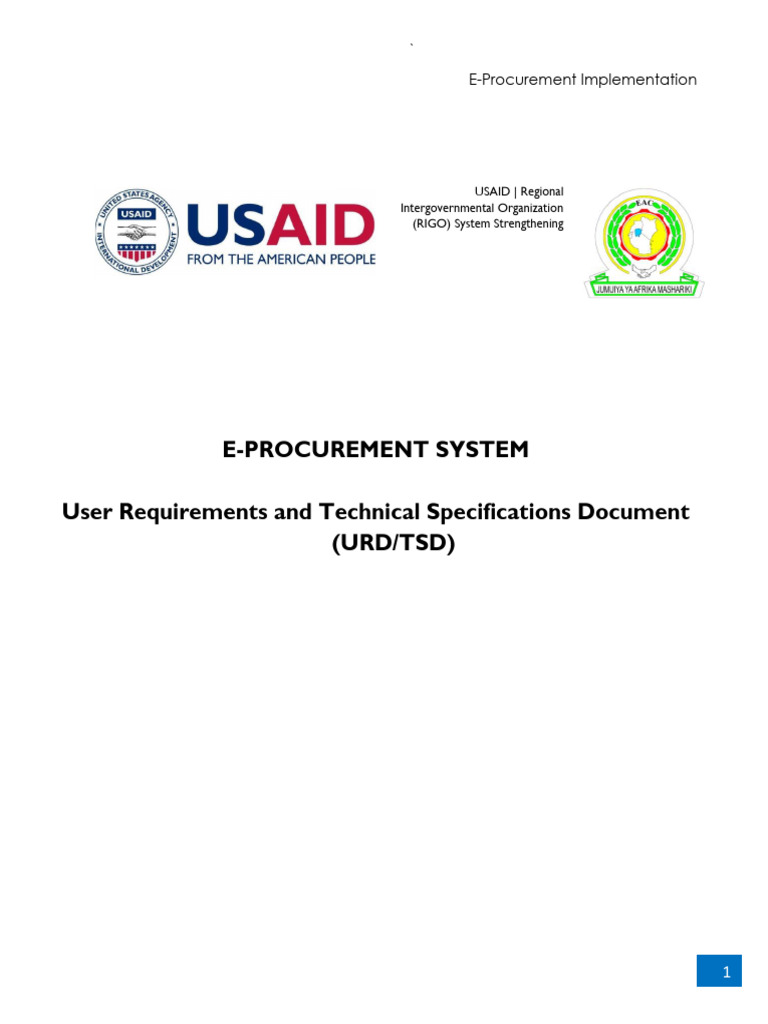RFP No. RFP KZN RIGO SS RFP 0010 - Appendix I - User Requirements and Technical Specifications ...