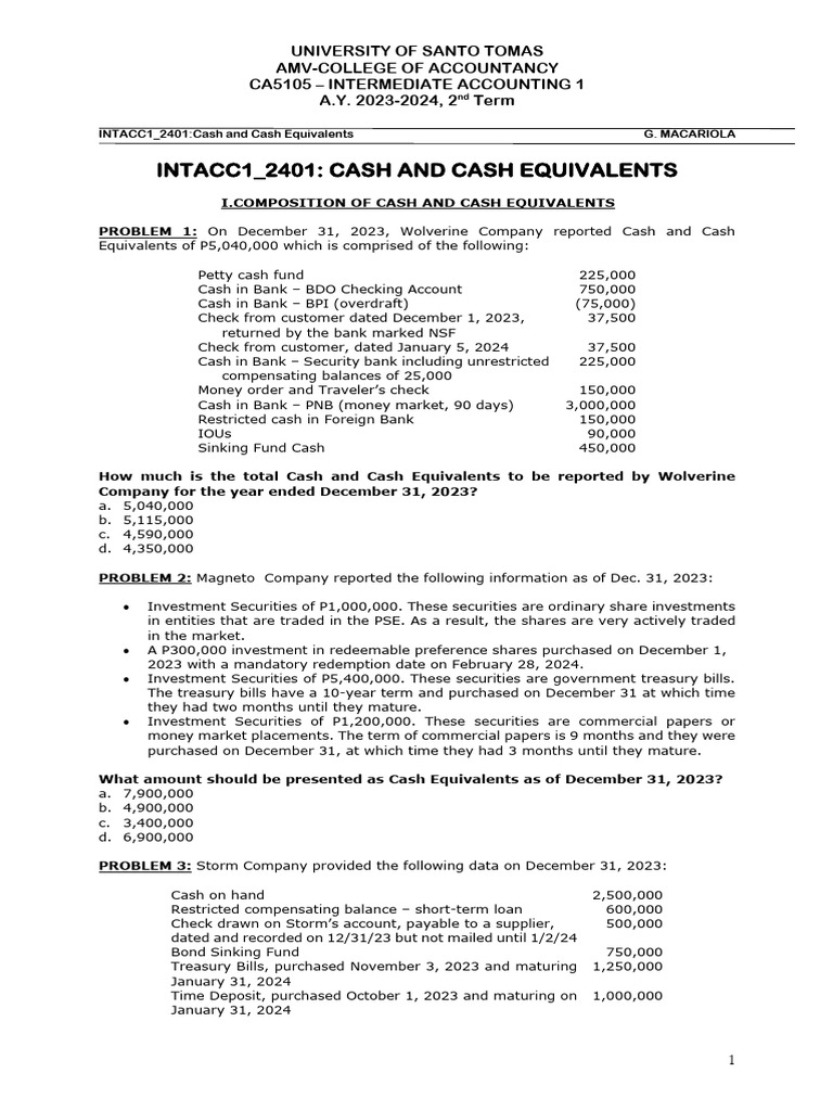 Handout +Cash+and+Cash+Equivalents | PDF | Debits And Credits | Deposit ...