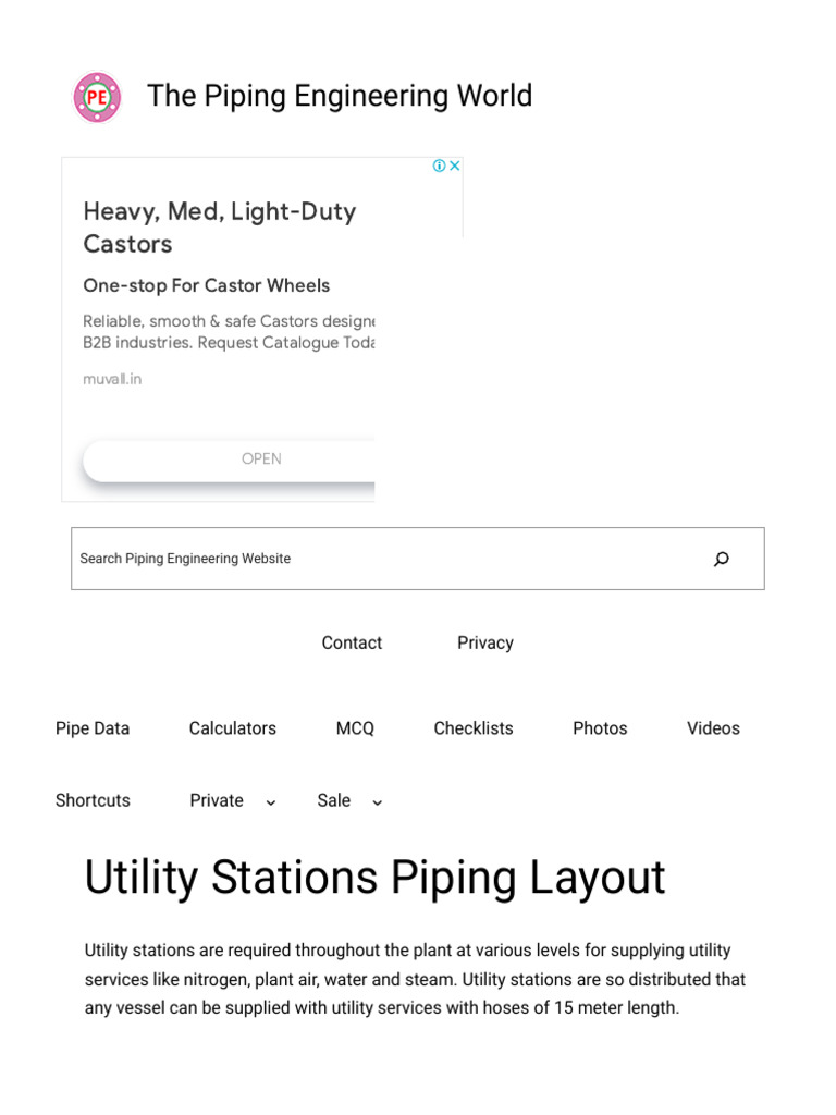 Utility Stations Piping Layout - The Piping Engineering World | PDF | Pipe (Fluid Conveyance ...