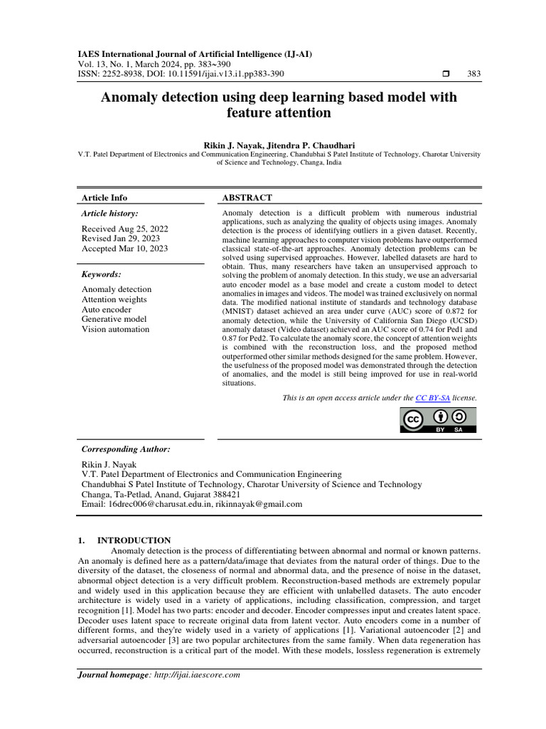 Anomaly Detection Using Deep Learning Based Model With Feature ... Anomaly Detection Using Deep Learning Based Model With Feature ...