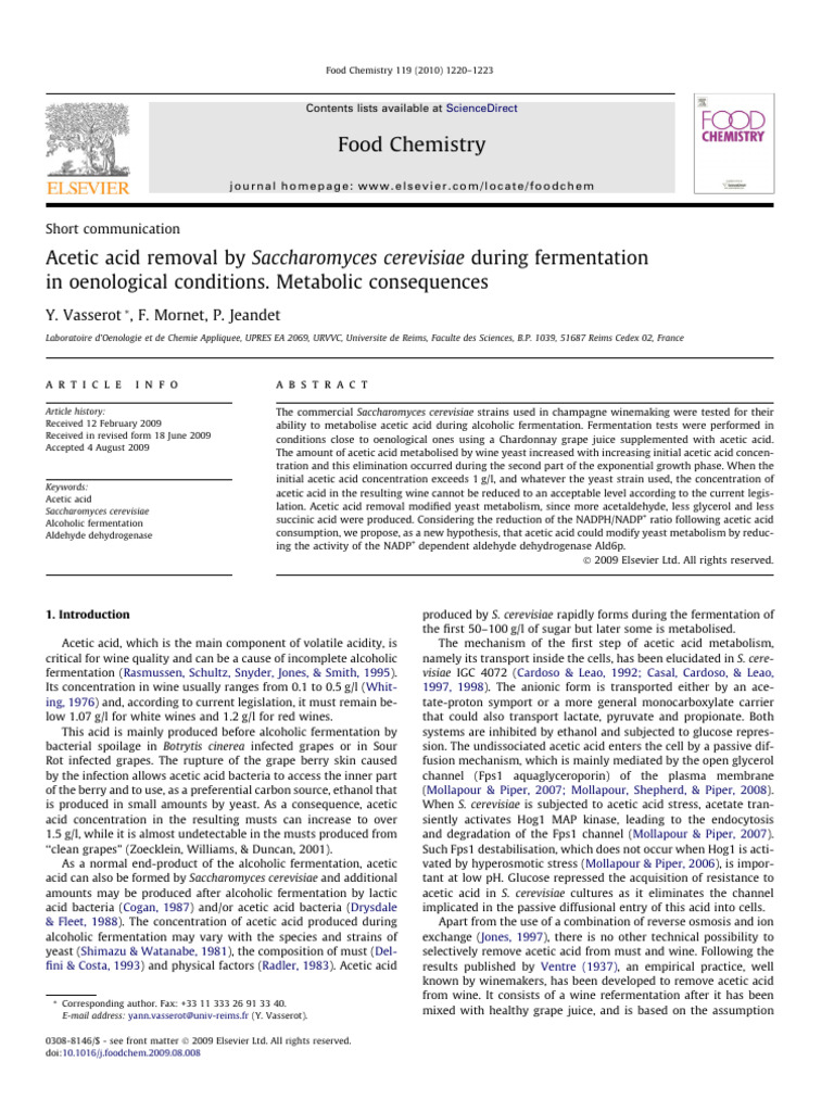 Acetic Acid Metabolism in Wine Yeast | PDF | Yeast | Fermentation