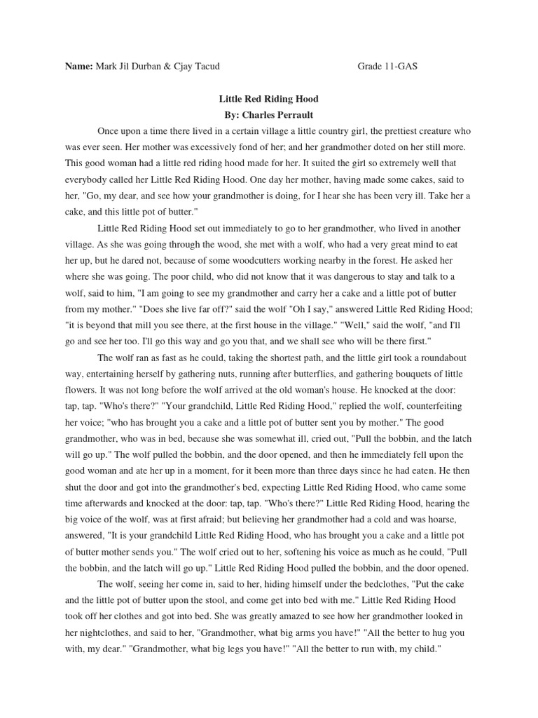 Folklore 1 | PDF | Little Red Riding Hood