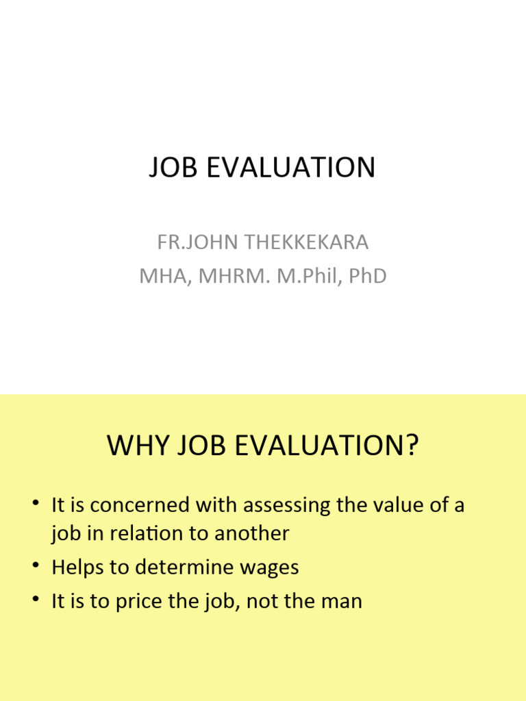 Job Evaluation Methods & Benefits | PDF | Evaluation | Wage