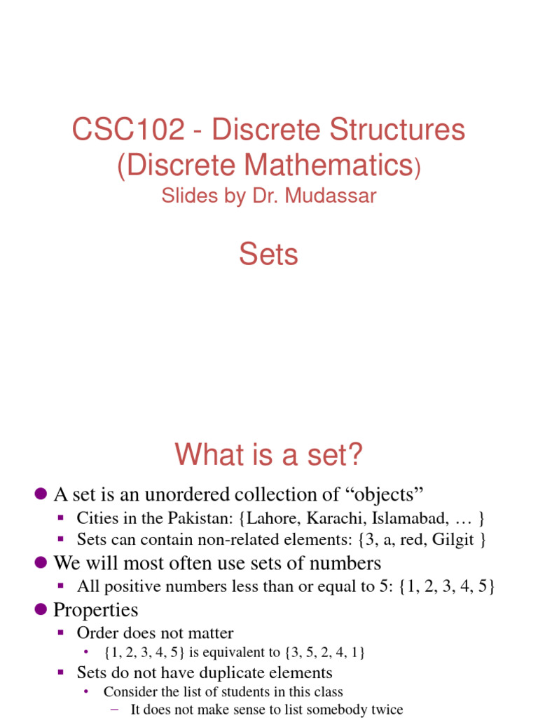 7 Sets 1 | PDF | Mathematical Objects | Notation