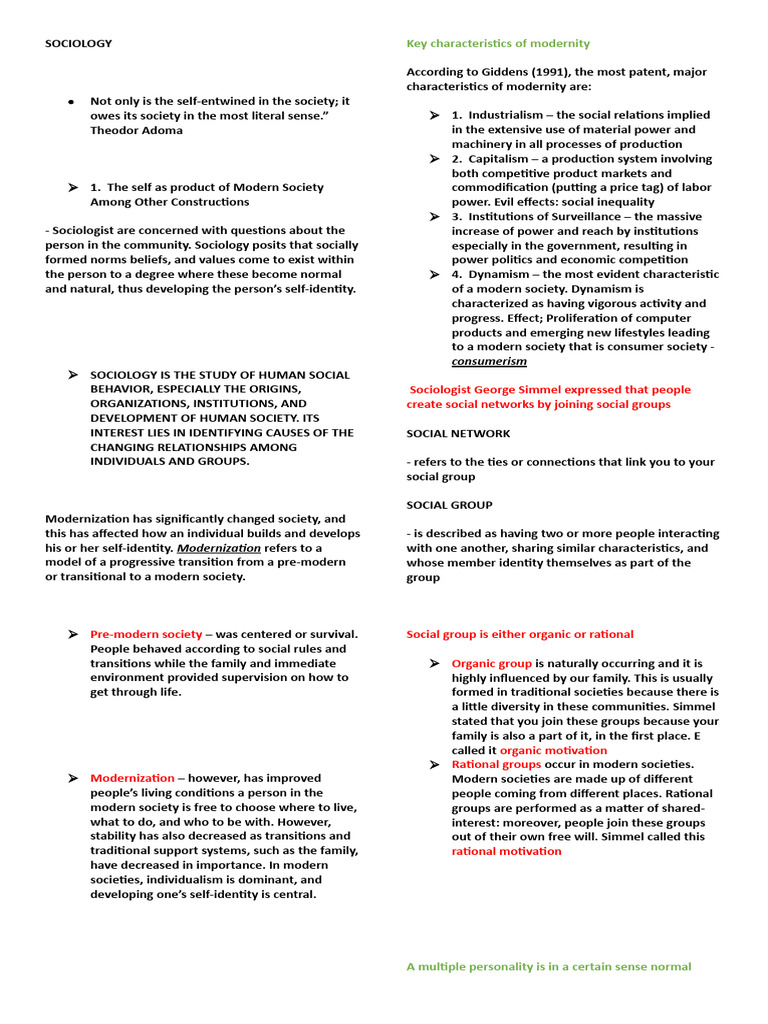 Uts Lesson 2 | PDF | Sociology | Self Concept