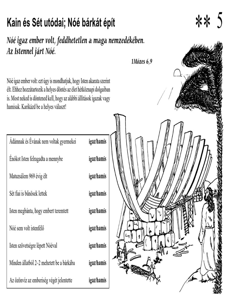 Kain És Sét Utódai Nóé Bárkát Épít: Nóé Igaz Ember Volt, Feddhetetlen A Maga Nemzedékében. Az ...