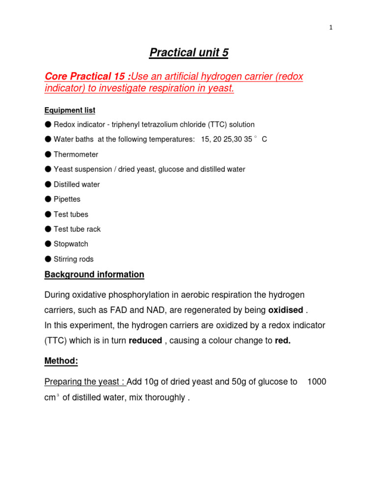 Practical Unit 5 | PDF | Breathing | Redox