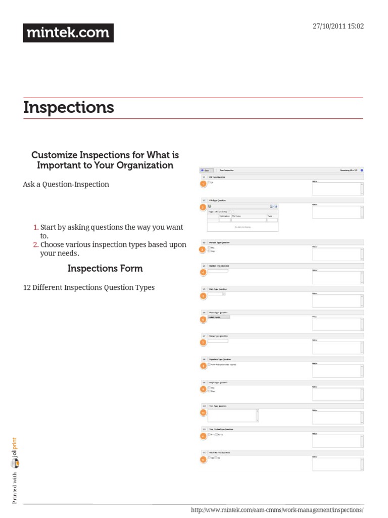 Customizable Inspection Types Guide | PDF