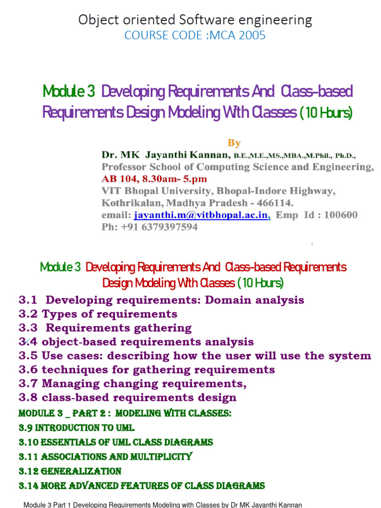 Chapter 3 Developing Requirements Modelling With Classes Oose Mca2005 