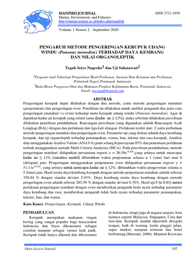 Pengaruh Metode Pengeringan Kerupuk | PDF | Sains & Matematika