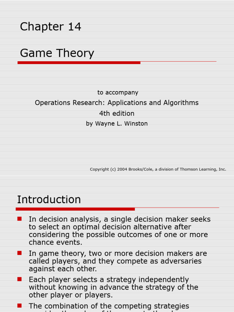 Chapter 14 - Game Theory | PDF | Game Theory | Mathematical Analysis