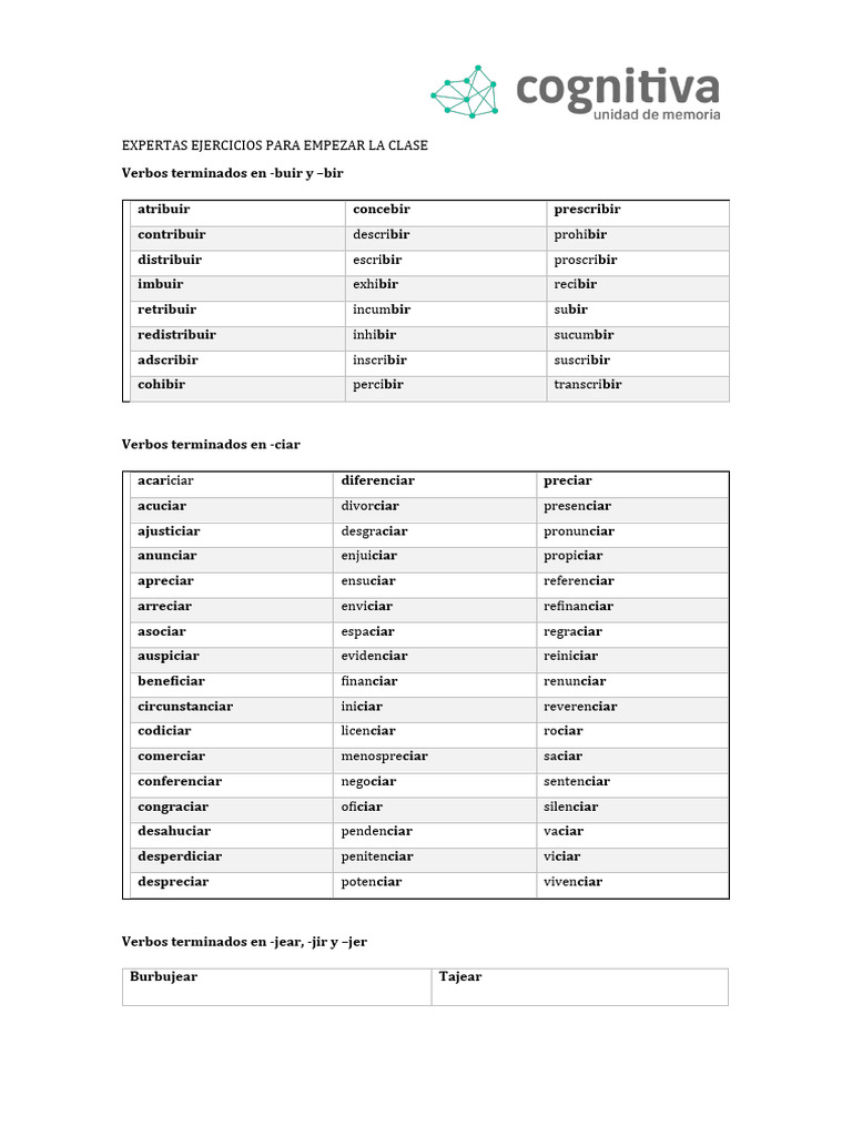 Verbos terminados en... | PDF