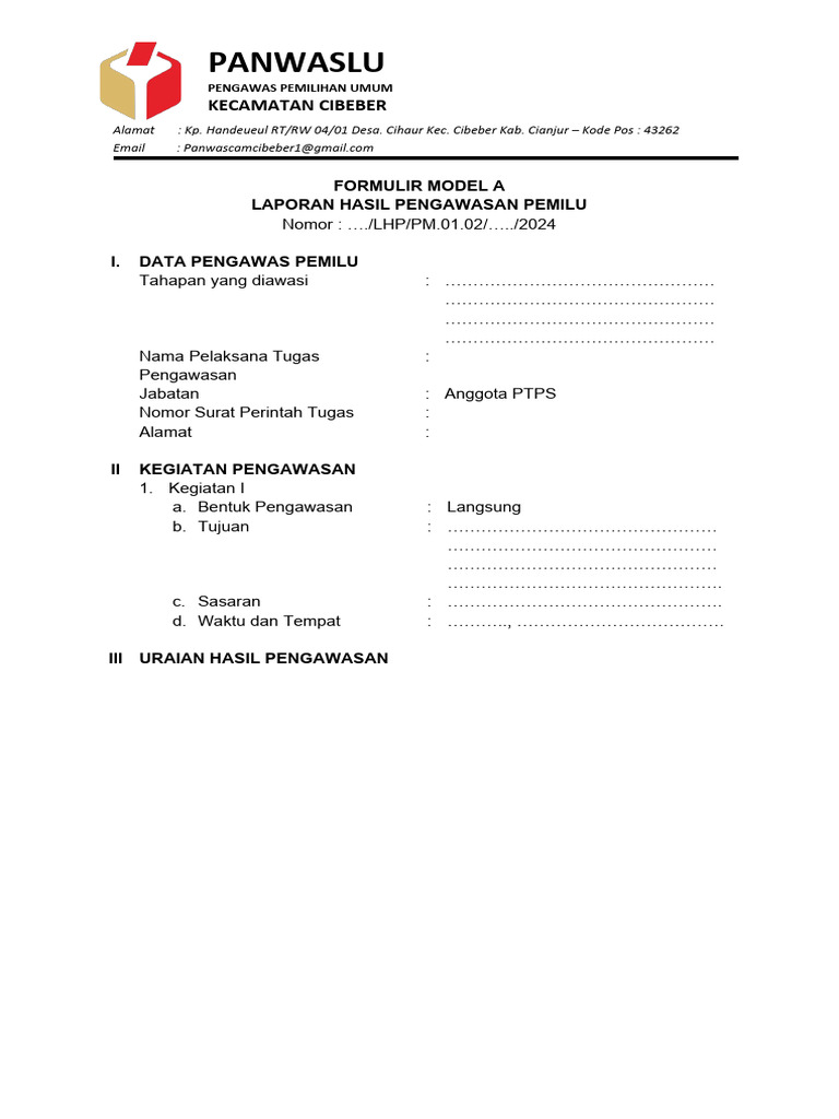 LHP Kosong PTPS | PDF