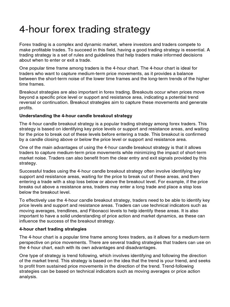 4 Hour Forex Trading Strategy | PDF