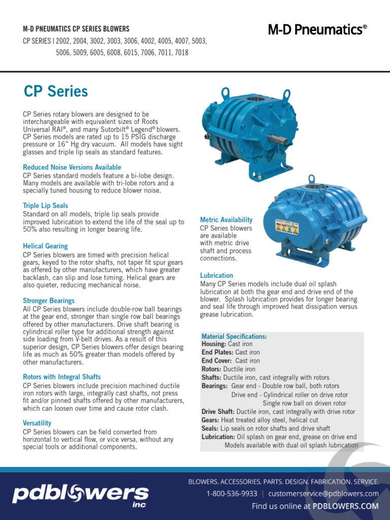 Tuthill MD CP Blower - Brochure 1st - 3 21 | PDF | Gear | Bearing ...