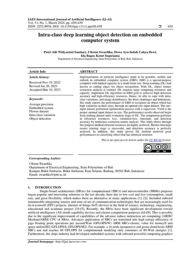 Intra Class Deep Learning Object Detection On Embedded Computer System Pdf Machine Learning 1817