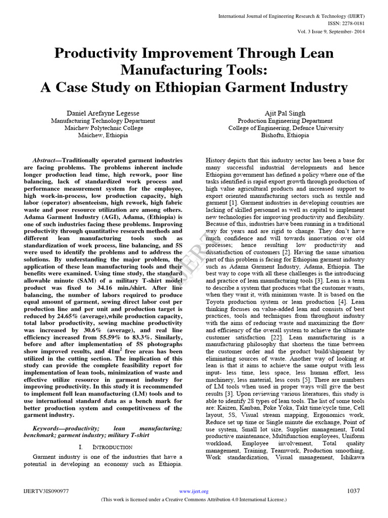 Productivity Improvement Through Lean Manufacturing Tools | PDF | Lean Manufacturing ...