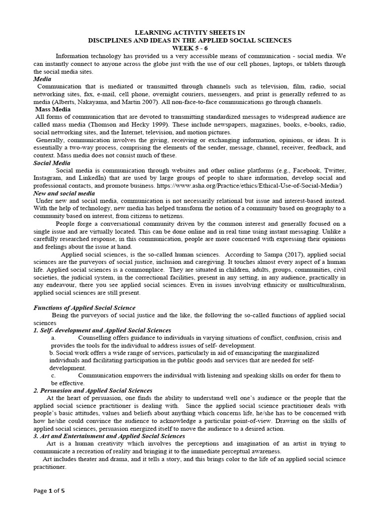 Diass Week 2nd 5 6 Pdf Mass Media Social Media