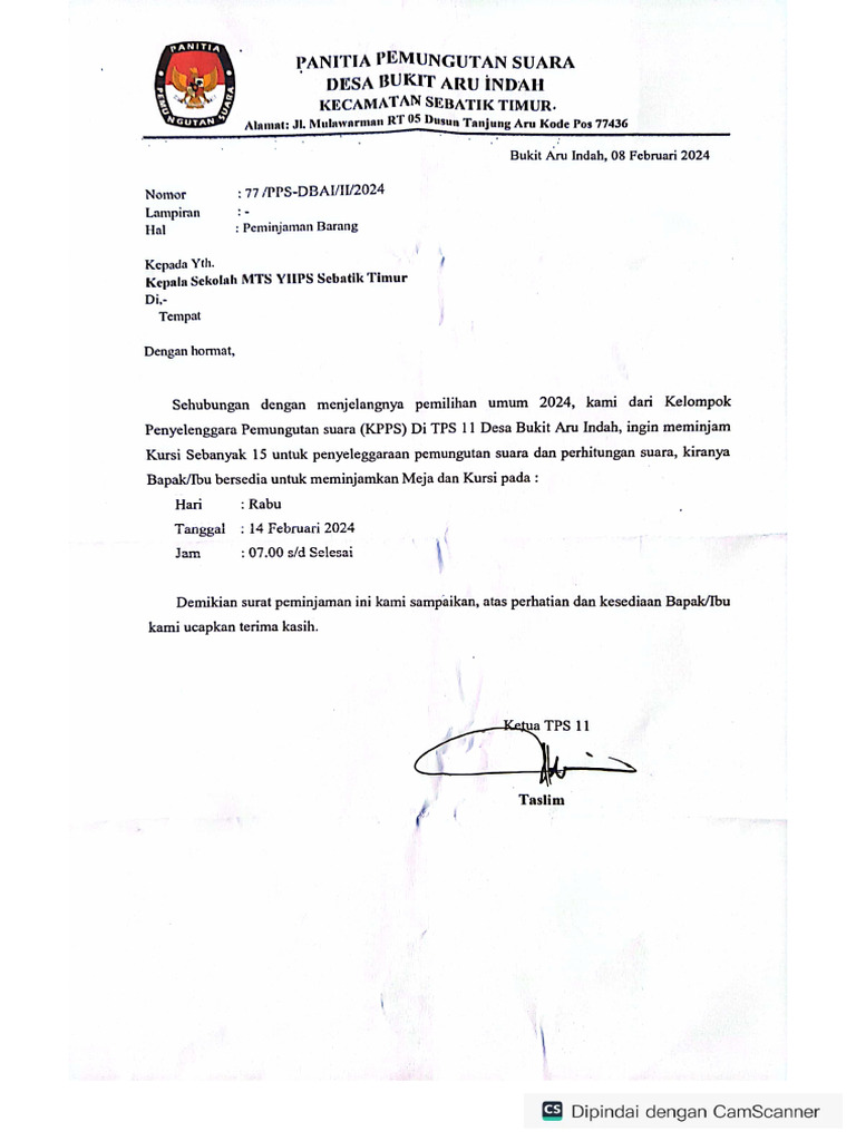 Surat Peminjaman | PDF